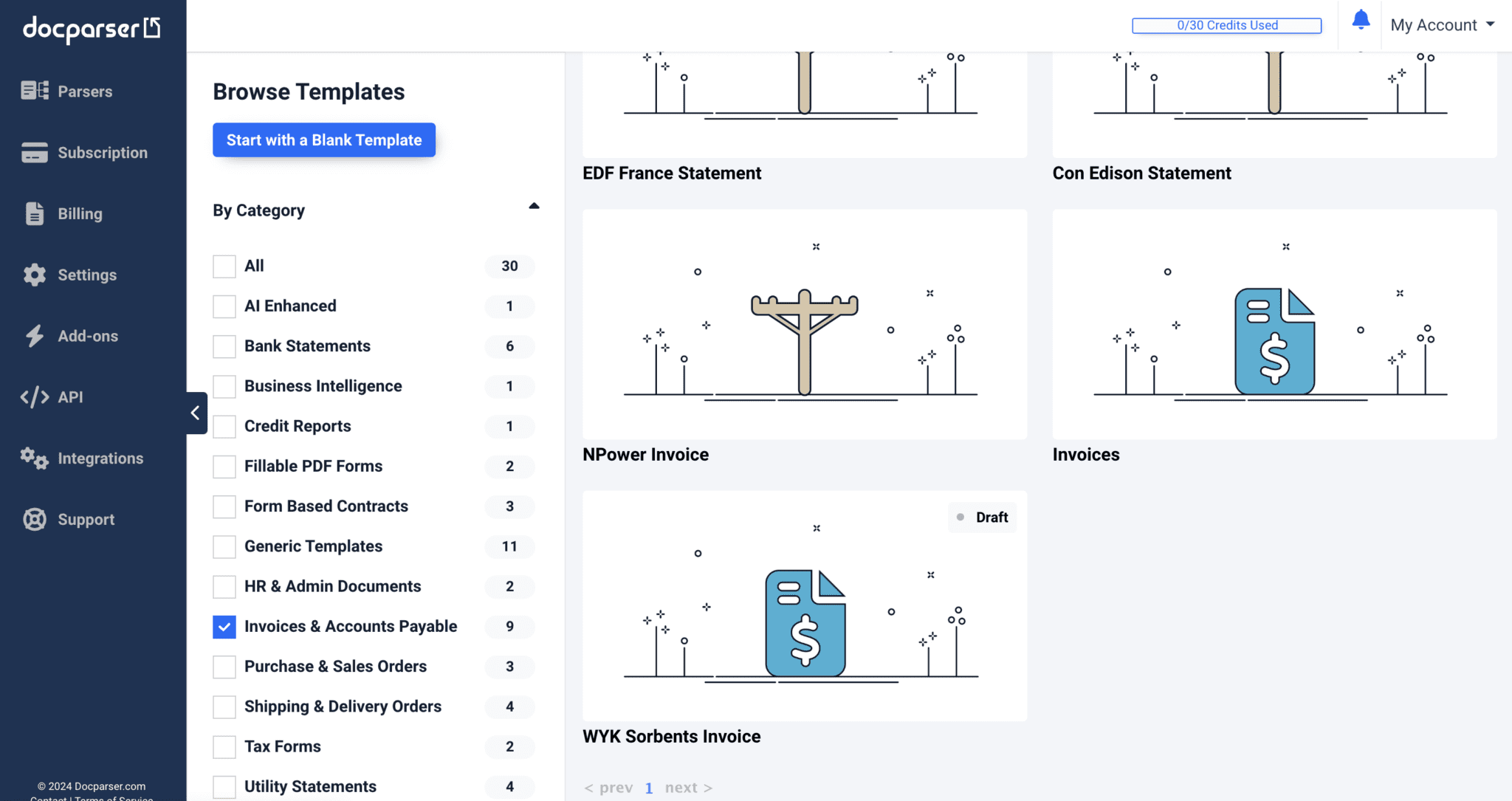 Extract Invoice Data to ERP with Docparser